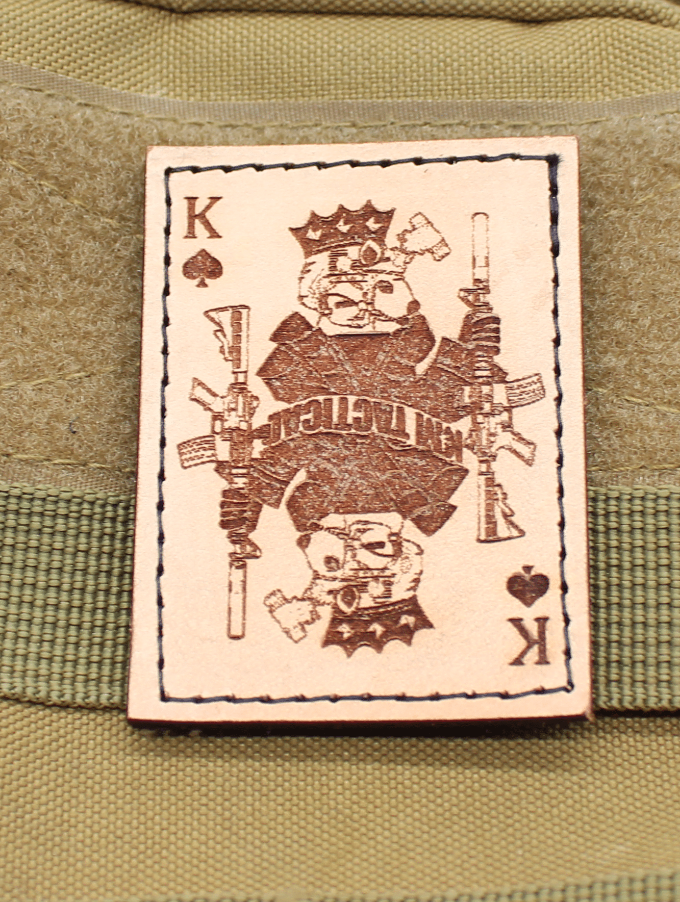 KM Tactical Leather Playing Card Patch - King | KM Tactical