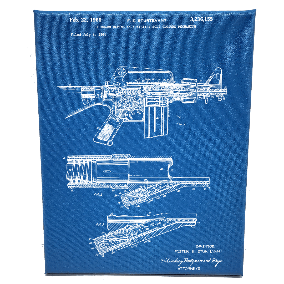 Painted & Engraved Firearm Blueprint Canvas | KM Tactical