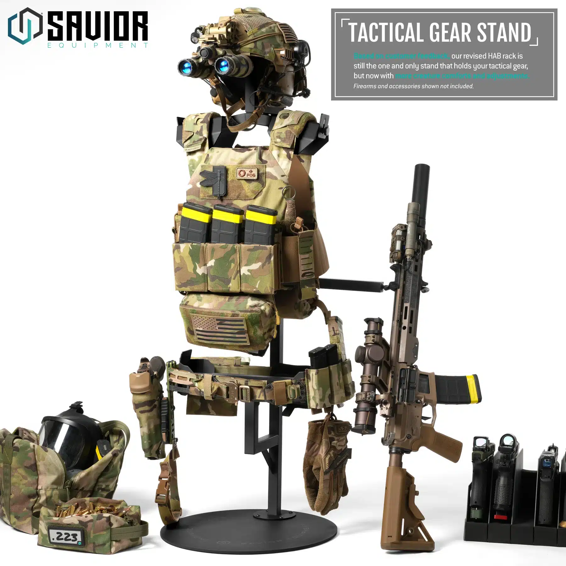 Savior Equipment H.A.B. Rack 2.0 - Tactical Gear Stand W/Rifle Rack ...